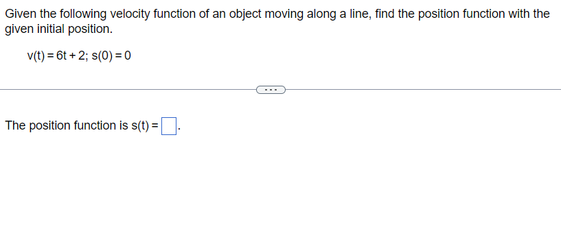 Solved Given The Following Velocity Function Of An Object