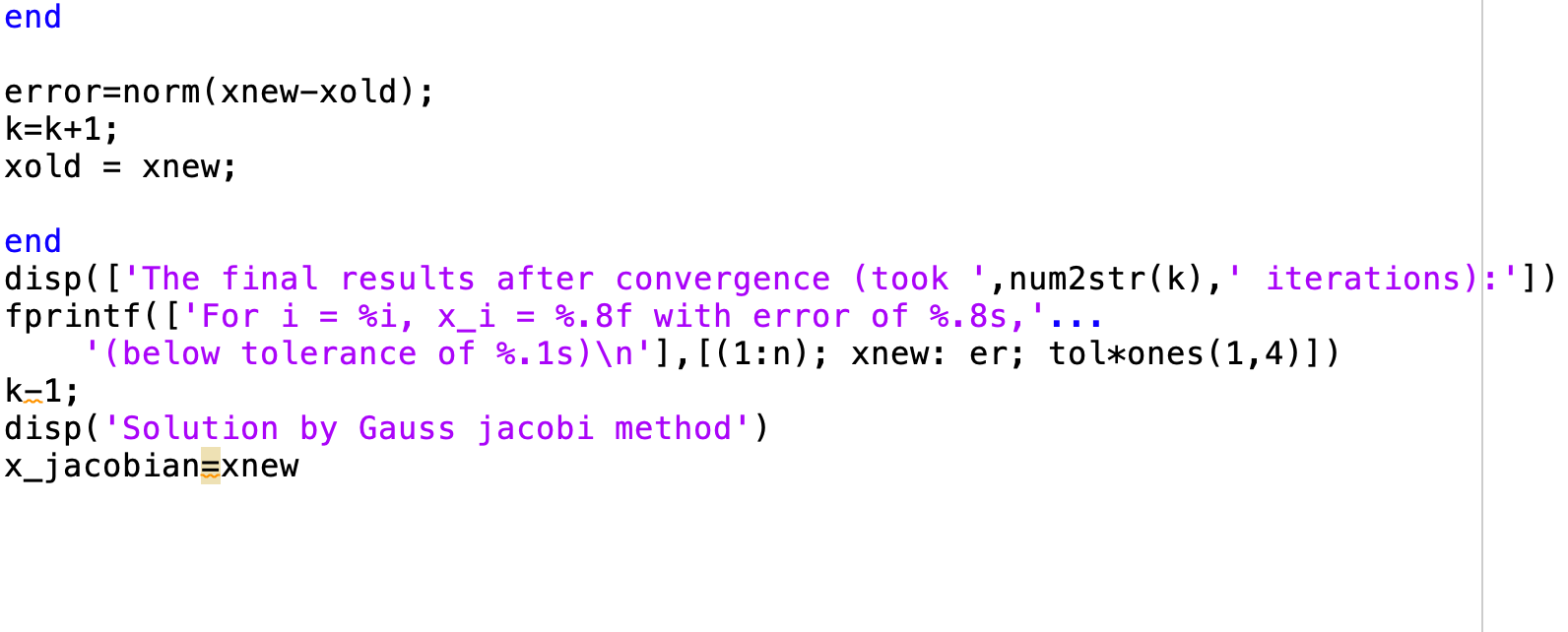 Hi my code on MATLAB seems to have a bug I can't find | Chegg.com
