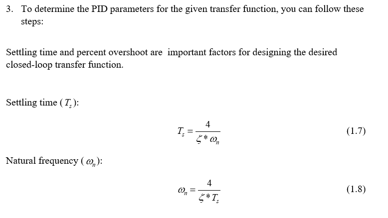 Solved Determine the PID parameters step by step and | Chegg.com