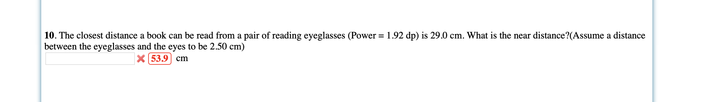Solved 10. The closest distance a book can be read from a | Chegg.com