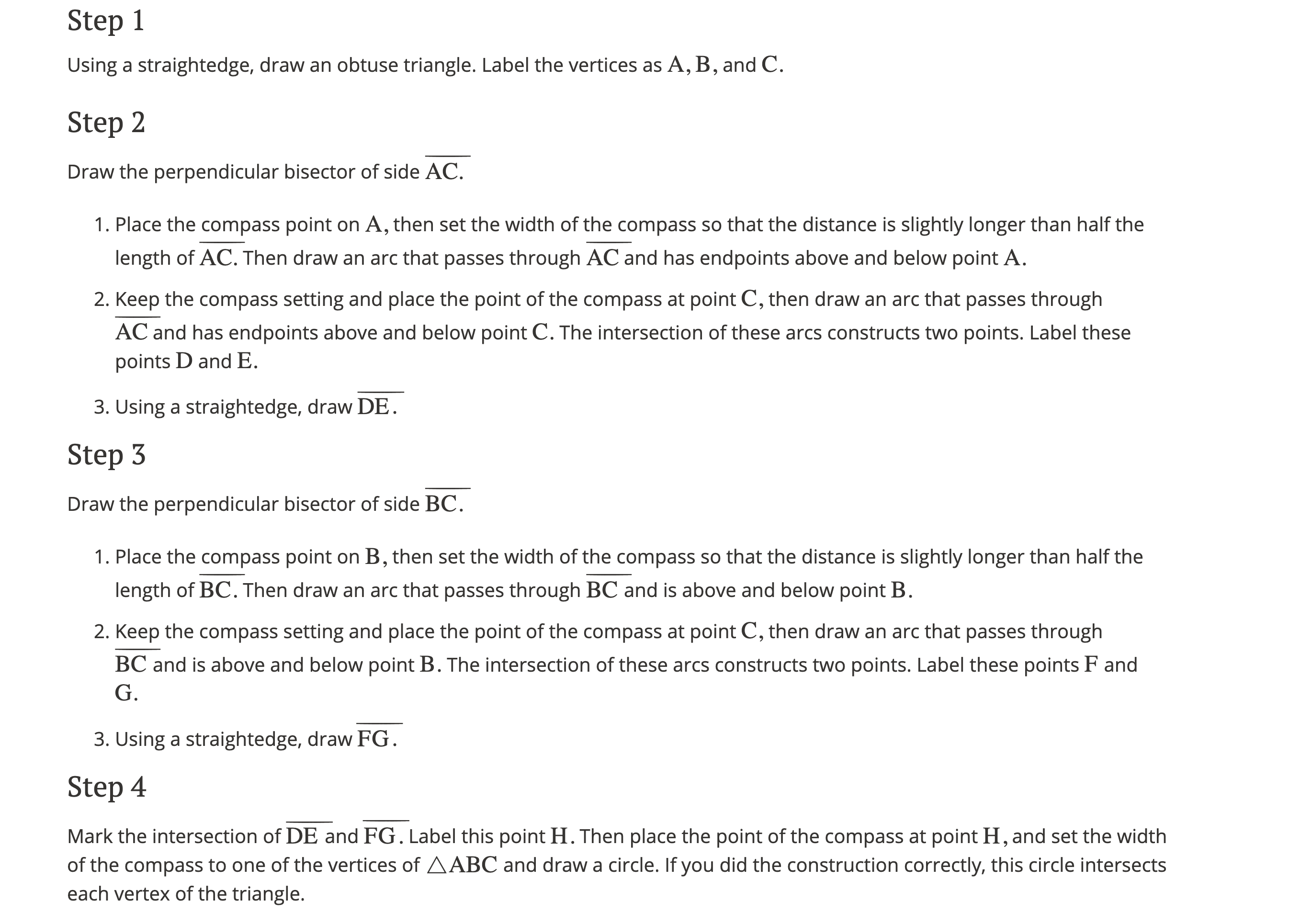 Step 1 ﻿Using a straightedge, draw an obtuse | Chegg.com