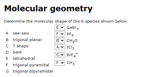 Solved Molecular geometry F PF5 Determine the molecular | Chegg.com