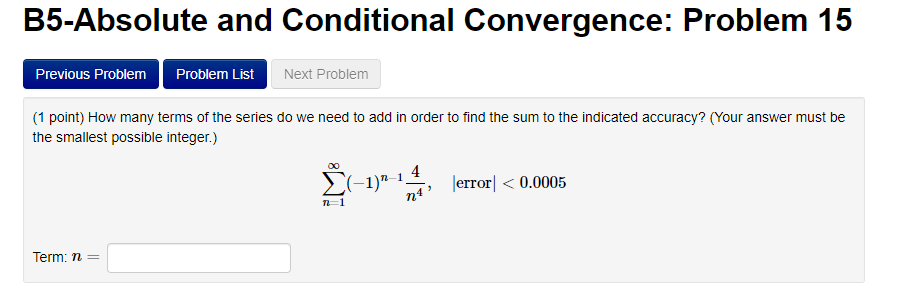 Solved B5-Absolute and Conditional Convergence: Problem 15 | Chegg.com