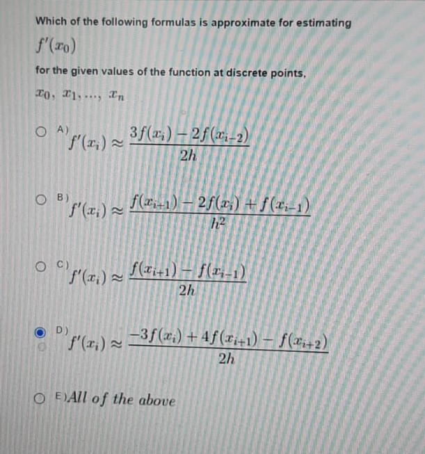 Solved Which of the following formulas is approximate for | Chegg.com