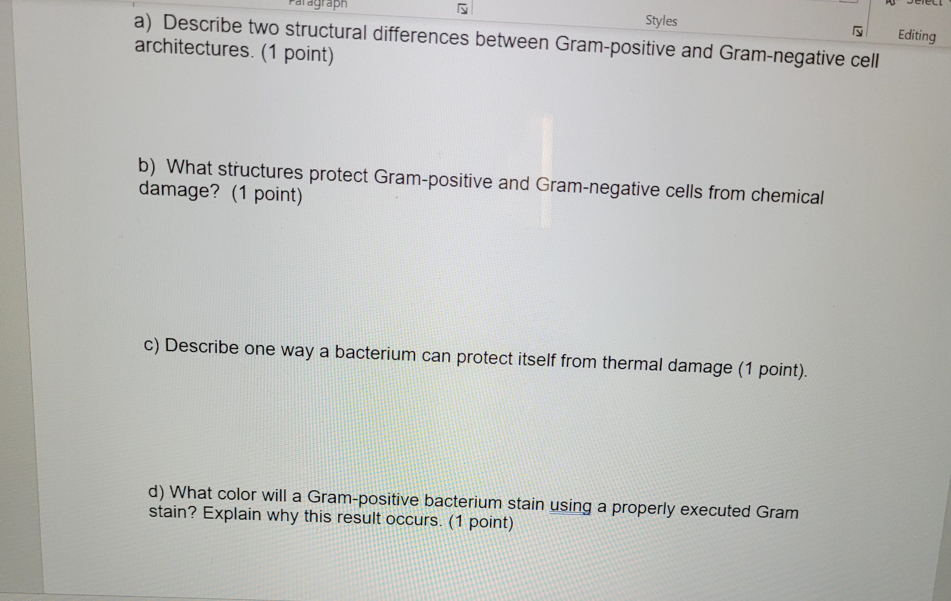 Solved a) Describe two structural differences between | Chegg.com