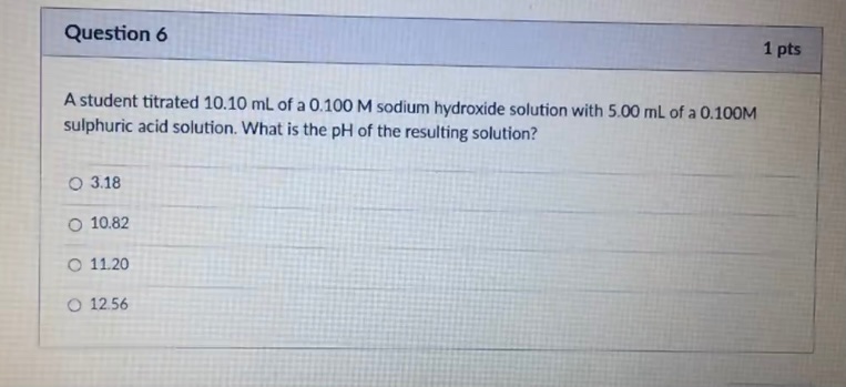 Solved A student titrated 10.10mL of a 0.100M sodium | Chegg.com