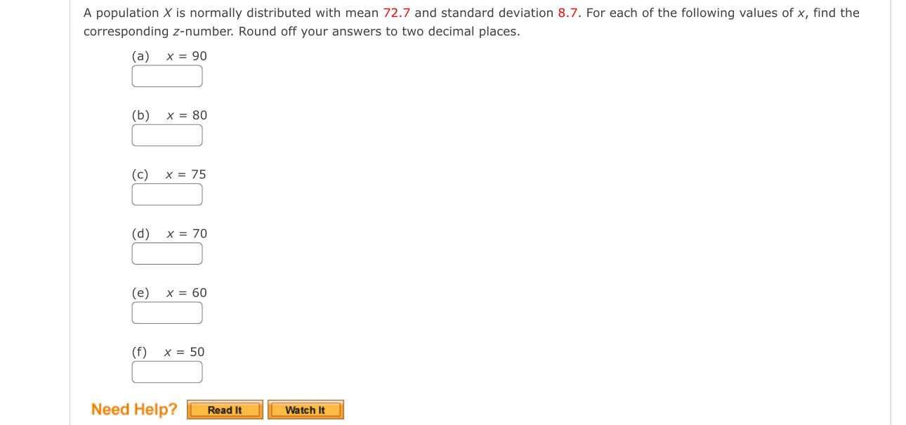 Solved A population X is normally distributed with mean 72.7 | Chegg.com