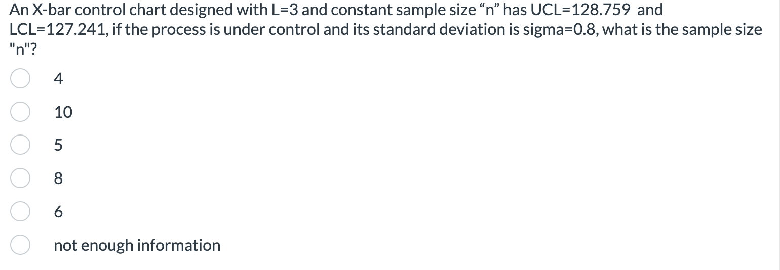 Solved An X-bar control chart designed with L=3 and constant | Chegg.com
