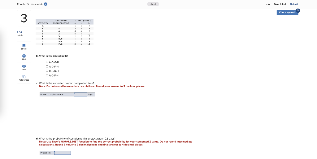 b. What is the critical peth? A-D-G-H A-D-FH | Chegg.com
