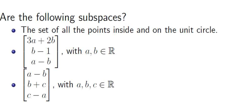 Solved Are the following subspaces? The set of all the | Chegg.com