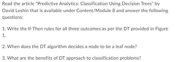 Solved Read the article "Predictive Analytics: | Chegg.com