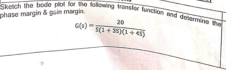 Solved Sketch the bode plot for the following transfer | Chegg.com