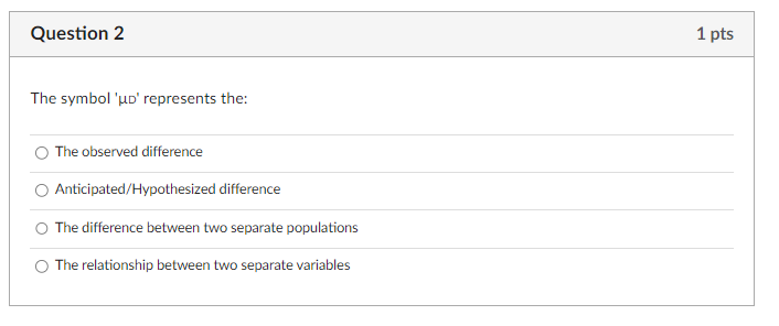Solved The symbol ' μD ' represents the: The observed | Chegg.com