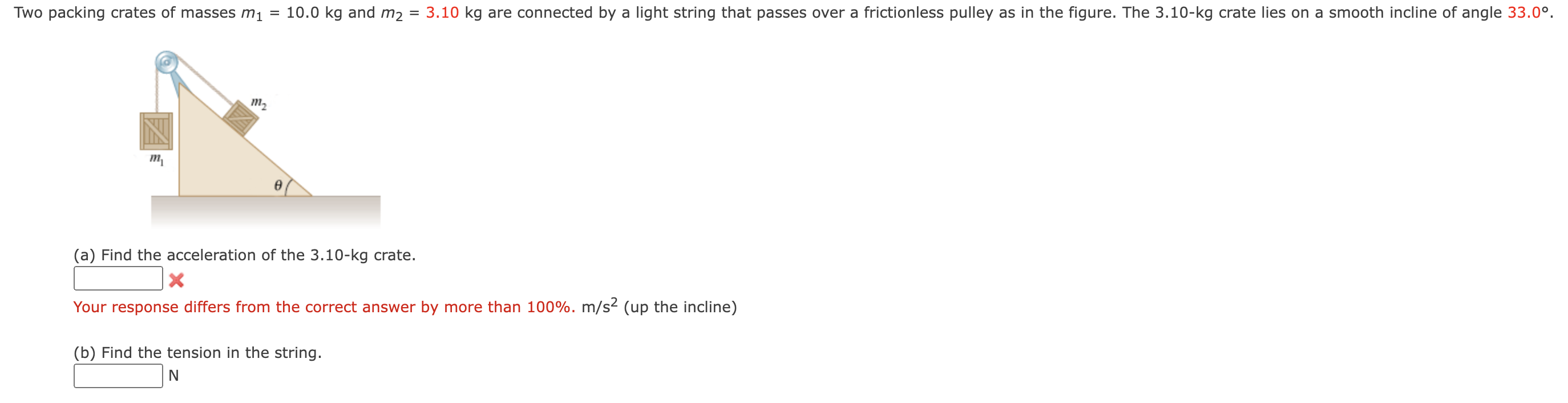 Solved (a) Find the acceleration of the 3.10−kg crate. Your | Chegg.com