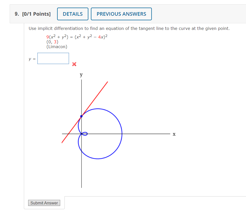 Solved Use implicit differentiation to find an equation of | Chegg.com