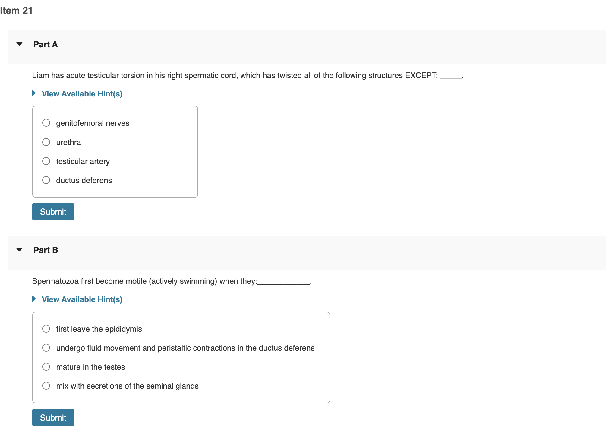 Solved View Available Hint(s) The right testicle shows a | Chegg.com