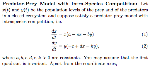 Predator-Prey Model with Intra-Species Competition: | Chegg.com