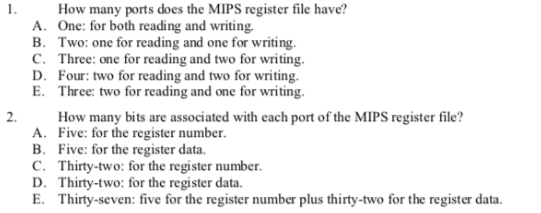 Solved How many ports does the MIPS register file have? A. | Chegg.com
