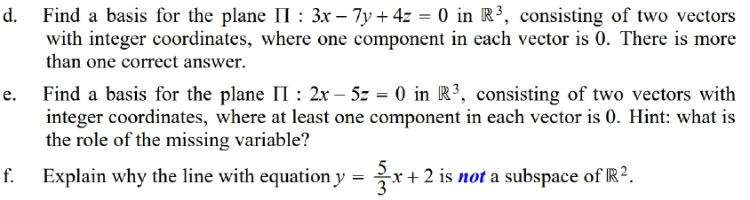 Solved 1. Subspaces of R2 and R3: Find a basis for the line | Chegg.com