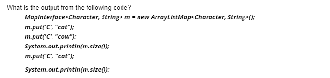 Solved What is the output from the following code? | Chegg.com