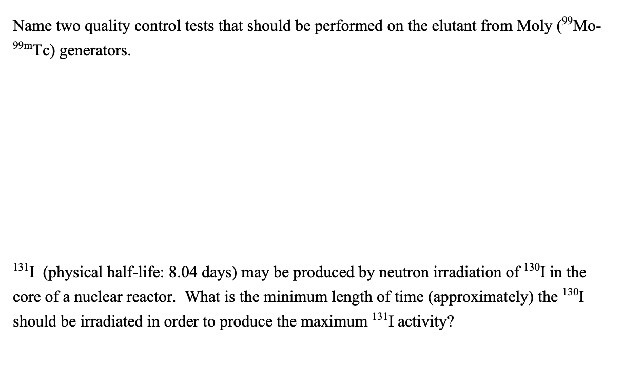 Solved Name two quality control tests that should be | Chegg.com