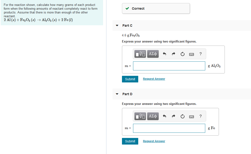 Solved Correct For the reaction shown, calculate how many | Chegg.com