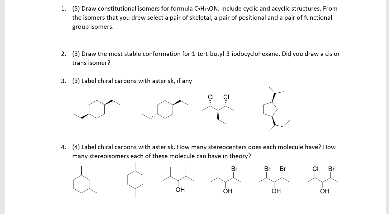 Solved 1. (5) Draw constitutional isomers for formula | Chegg.com