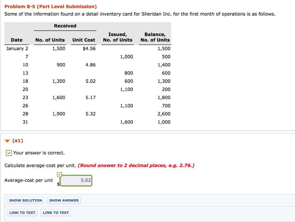 Solved Problem 8-5 (Part Level Submission) Some of the | Chegg.com