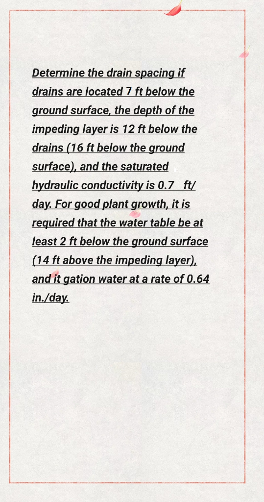 Solved Determine the drain spacing if drains are located 7 | Chegg.com