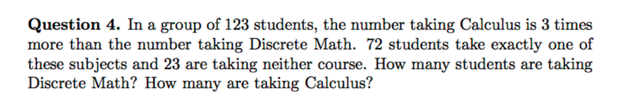 Solved Question 4. In a group of 123 students, the number | Chegg.com