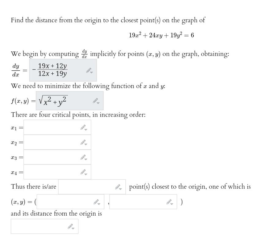 Solved Find the distance from the origin to the closest | Chegg.com