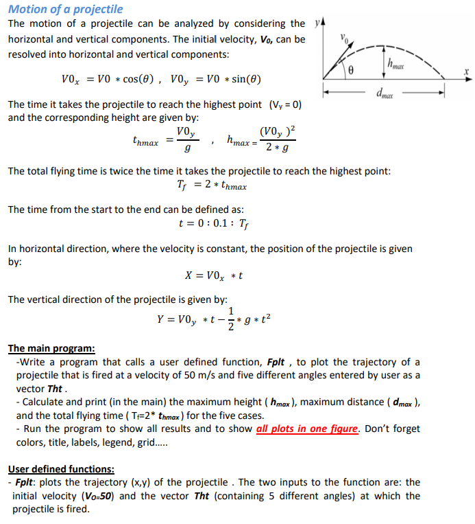Solved Motion of a projectile The motion of a projectile can | Chegg.com