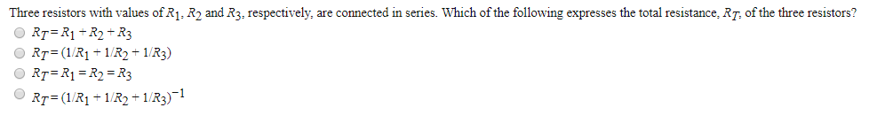 Solved Three resistors with values of R1. R2 and R3, | Chegg.com