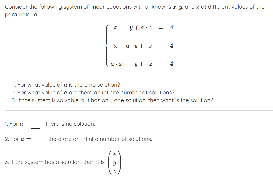Solved Consider the following system of linear equations | Chegg.com