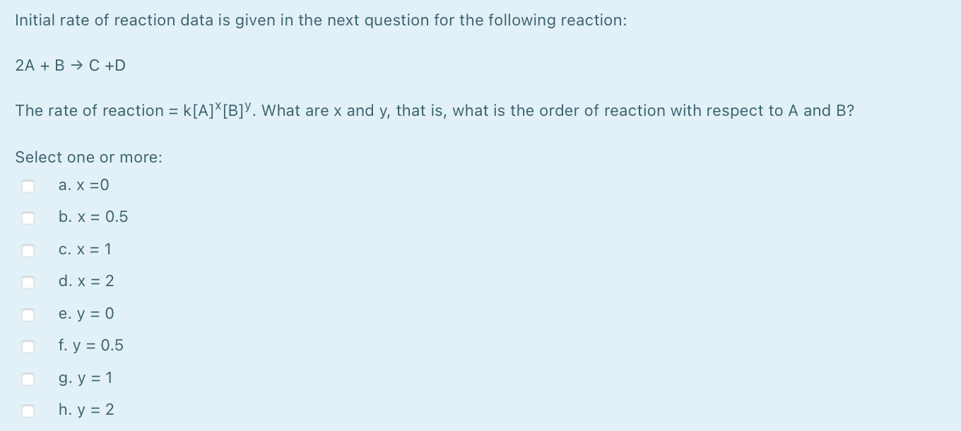 Solved Initial rate of reaction data is given in the next | Chegg.com