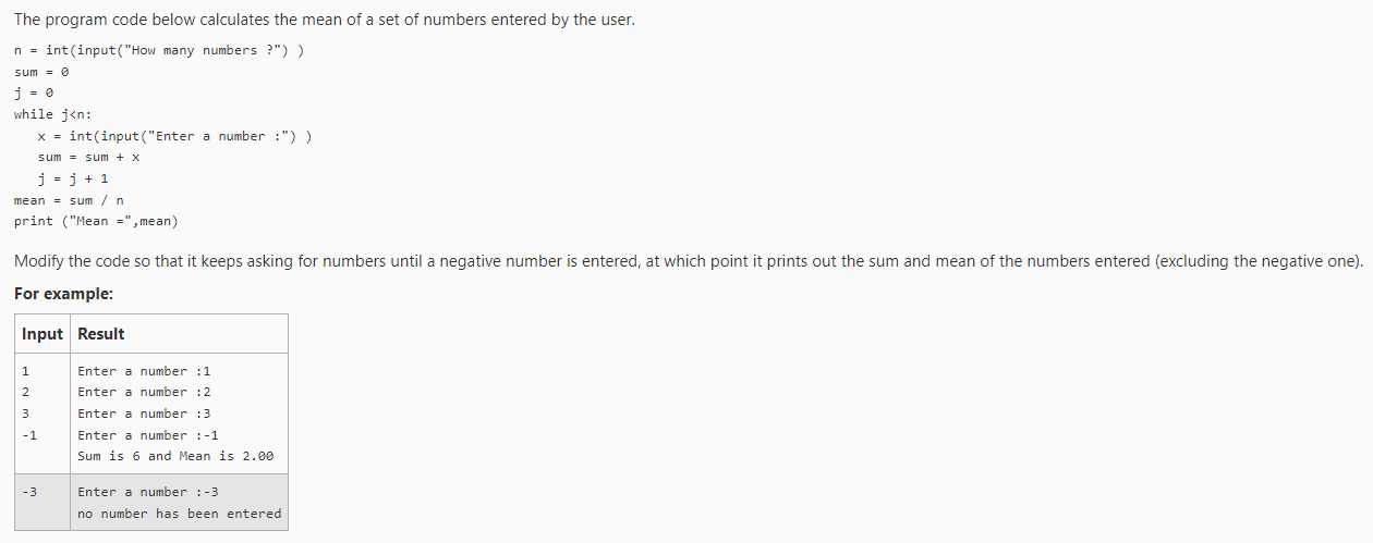 Solved The program code below calculates the mean of a set | Chegg.com