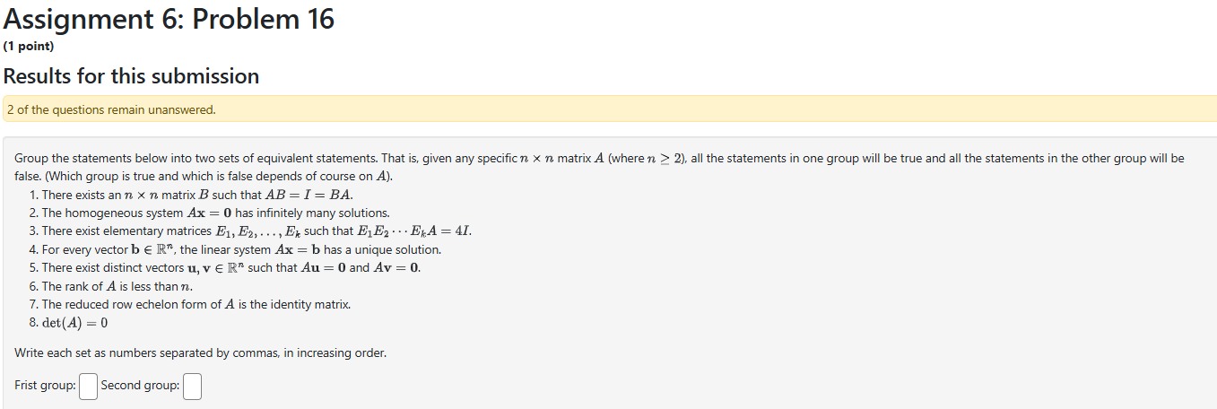 Solved A n×n ﻿matrix B ﻿such that AB=I=BA.The homogeneous | Chegg.com