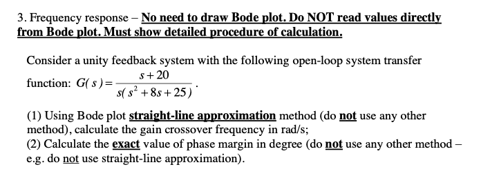 Solved 3. Frequency response - No need to draw Bode plot. Do | Chegg.com