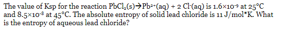 Solved + The value of Ksp for the reaction PbCl2(s)+Pb2+(aq) | Chegg.com