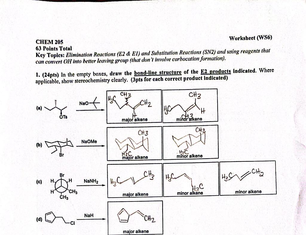 Solved CHEM 205 Worksheet (WS6) 63 Points Total Key Topics: | Chegg.com