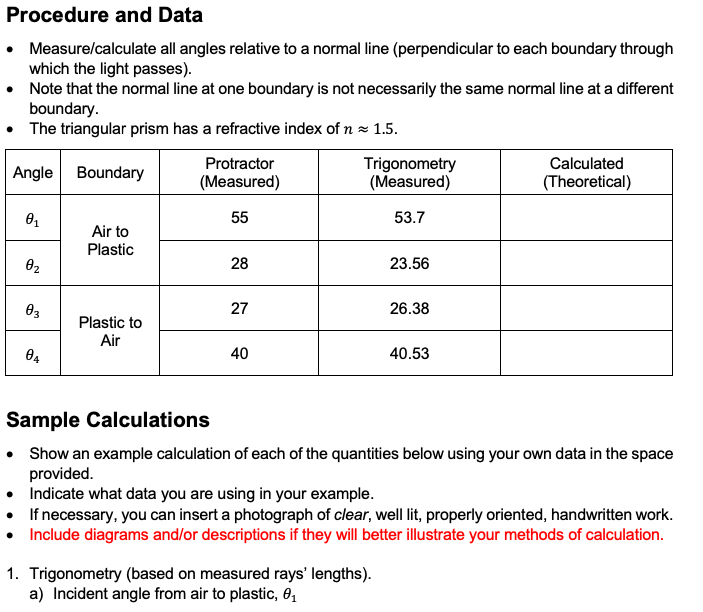 Solved Procedure and Data - Measure/calculate all angles | Chegg.com