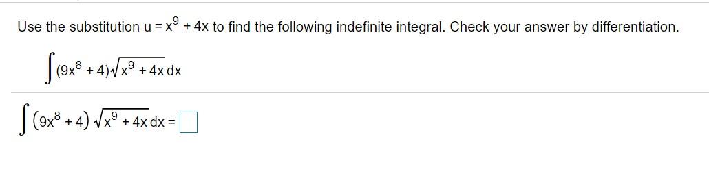 Solved Use the substitution u = x® + 4x to find the | Chegg.com