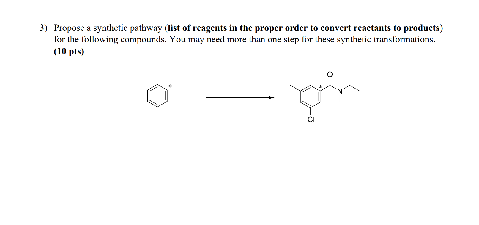 Solved 3) Propose a synthetic pathway (list of reagents in | Chegg.com