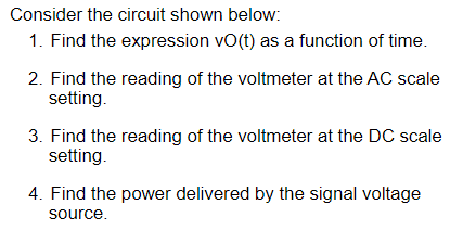 Solved Consider the circuit shown below: 1. Find the | Chegg.com