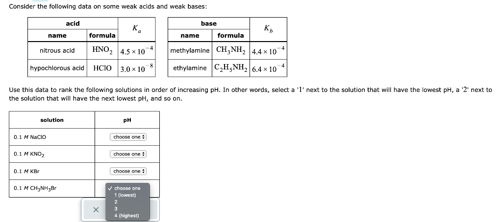 Solved Consider the following data on some weak acids and | Chegg.com