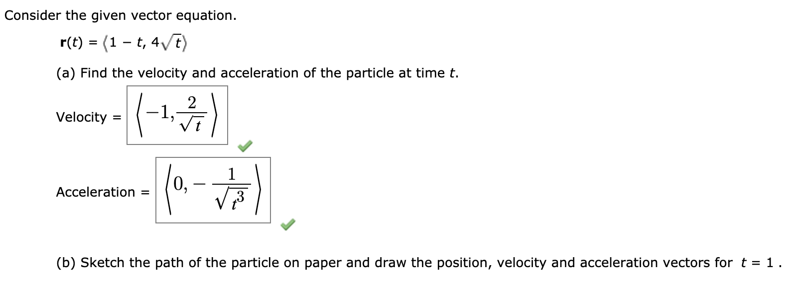 Solved Consider the given vector equation. r(t) = (1 – t, | Chegg.com
