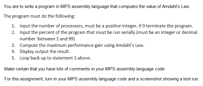 Solved You are to write a program in MIPS assembly language | Chegg.com