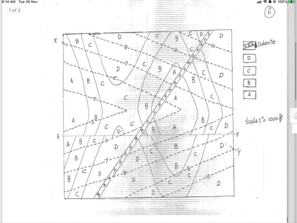 Solved Q1. Draw the geological section along the given | Chegg.com