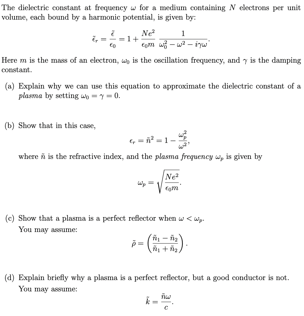 Dielectric Constant Equation