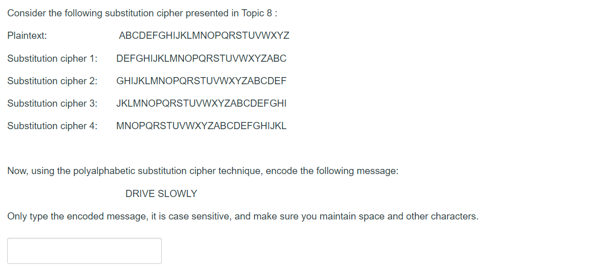 Solved Consider the following substitution cipher presented | Chegg.com